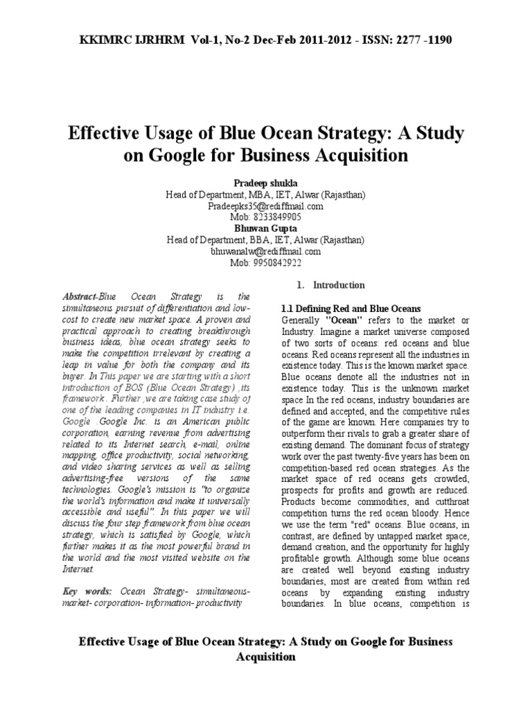 16.KHRM222. Effective - Usage - of - Blue - Ocean - Strategy | PDF