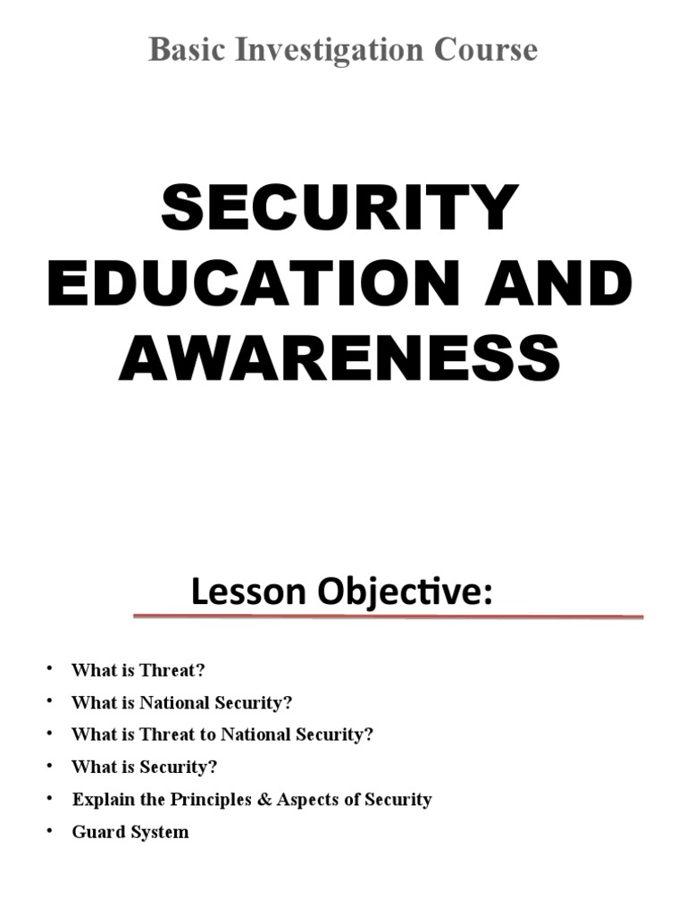 Basic Investigation Course: Security Education and Awareness | PDF ...