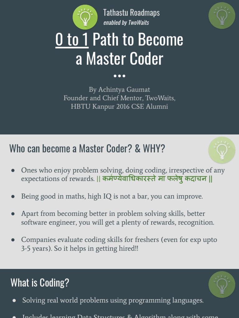 0 To 1 Path To Become A Master Coder: Tathastu Roadmaps | PDF ...