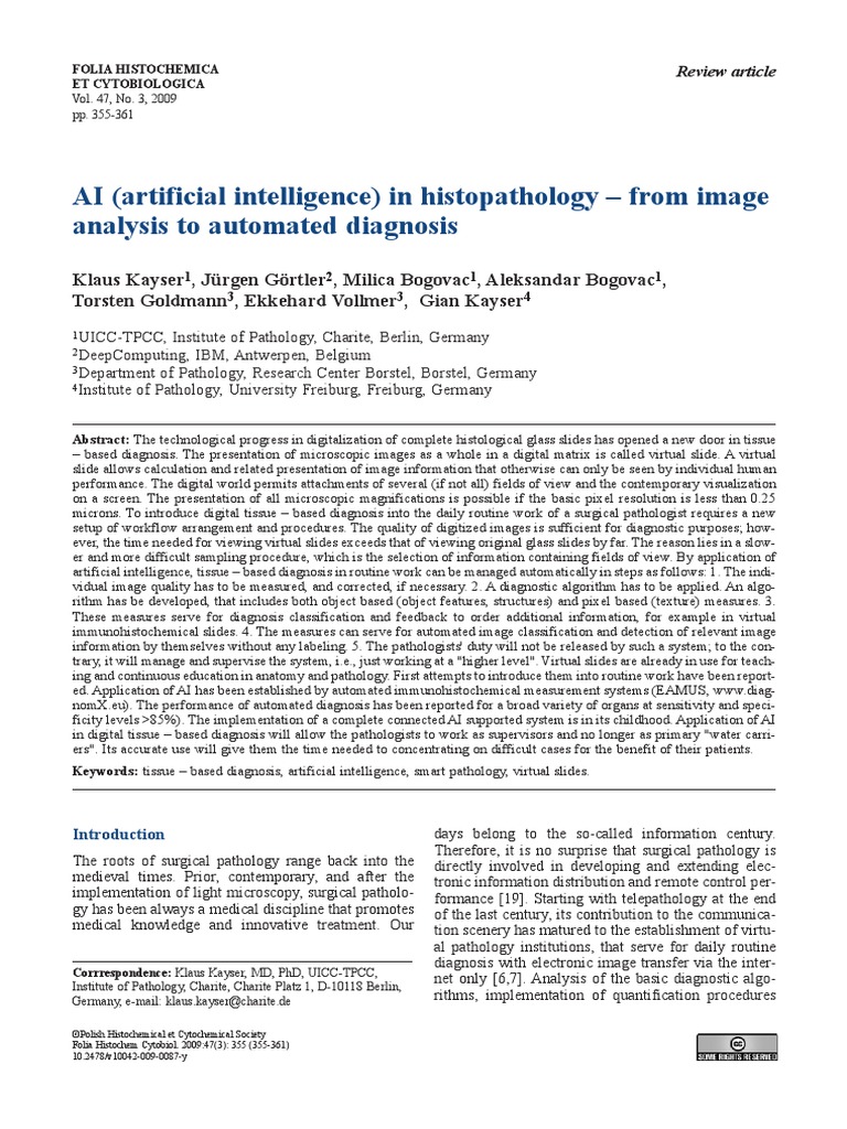 AI (Artificial Intelligence) in Histopathology - From Image Analysis To ...