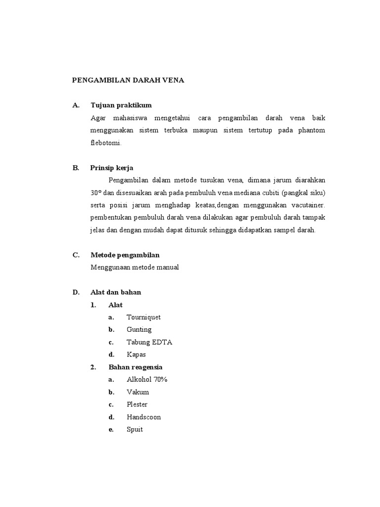 Pengambilan Darah Vena Word Yana | PDF
