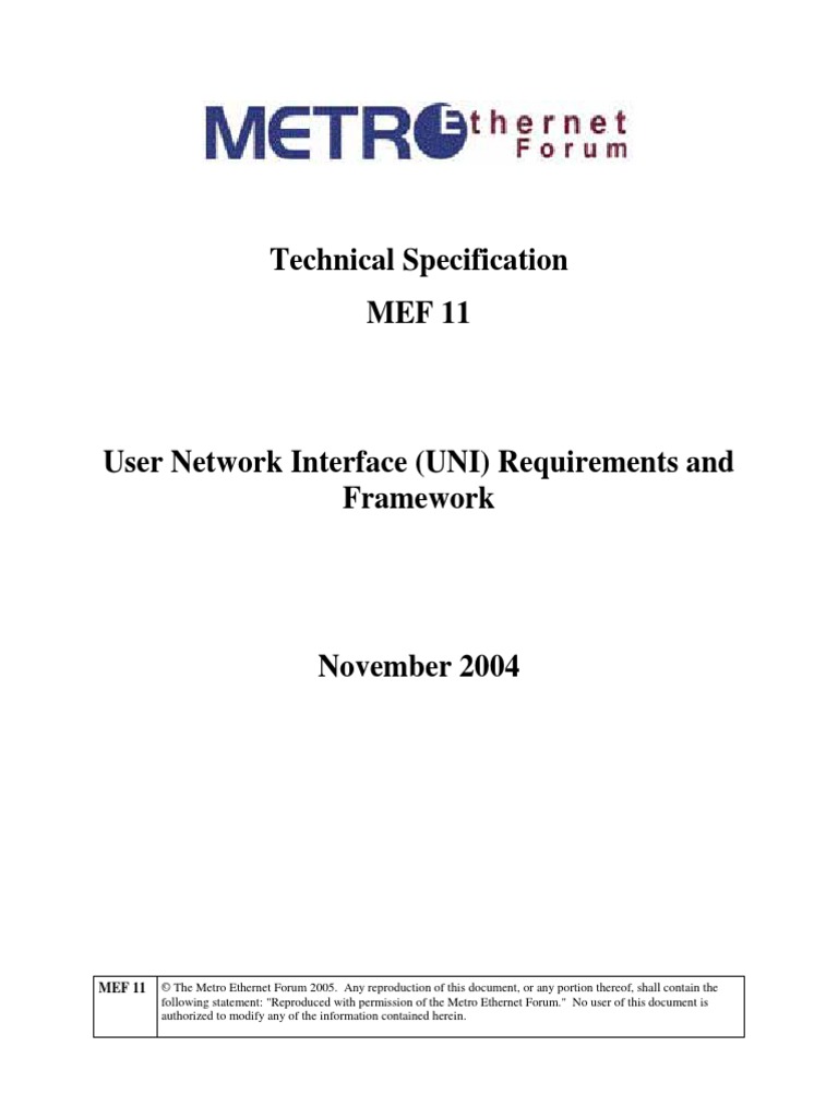 Technical Specification MEF 11 | Download Free PDF | Computer Network ...