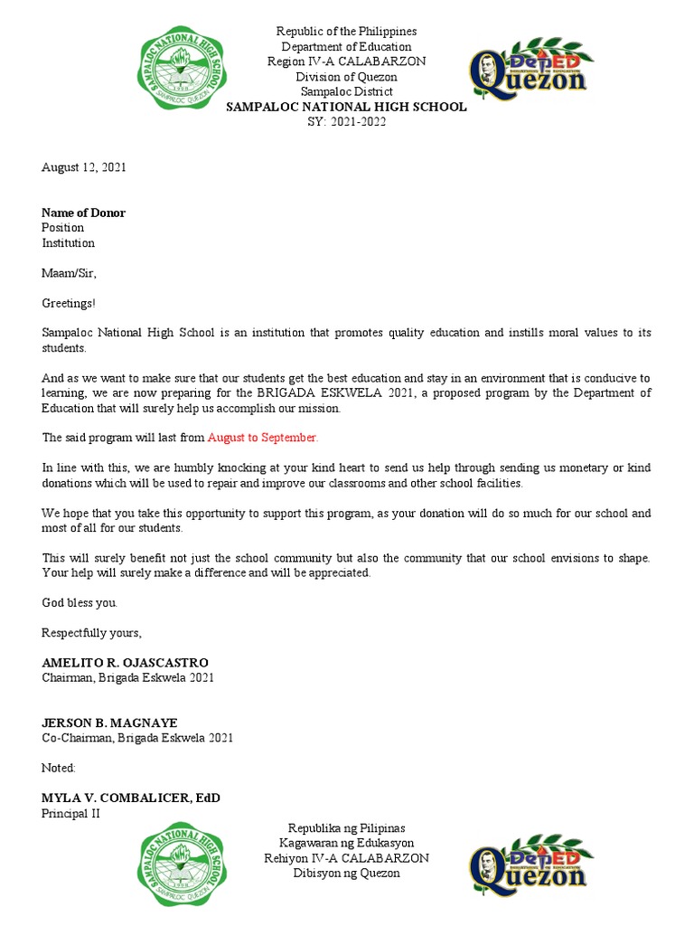 Brigada Solicitation Letter 2021 | PDF