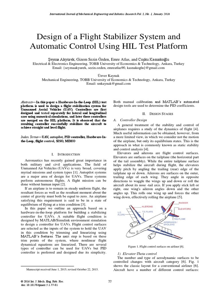 Design of A Flight Stabilizer System and Automatic Control | PDF ...