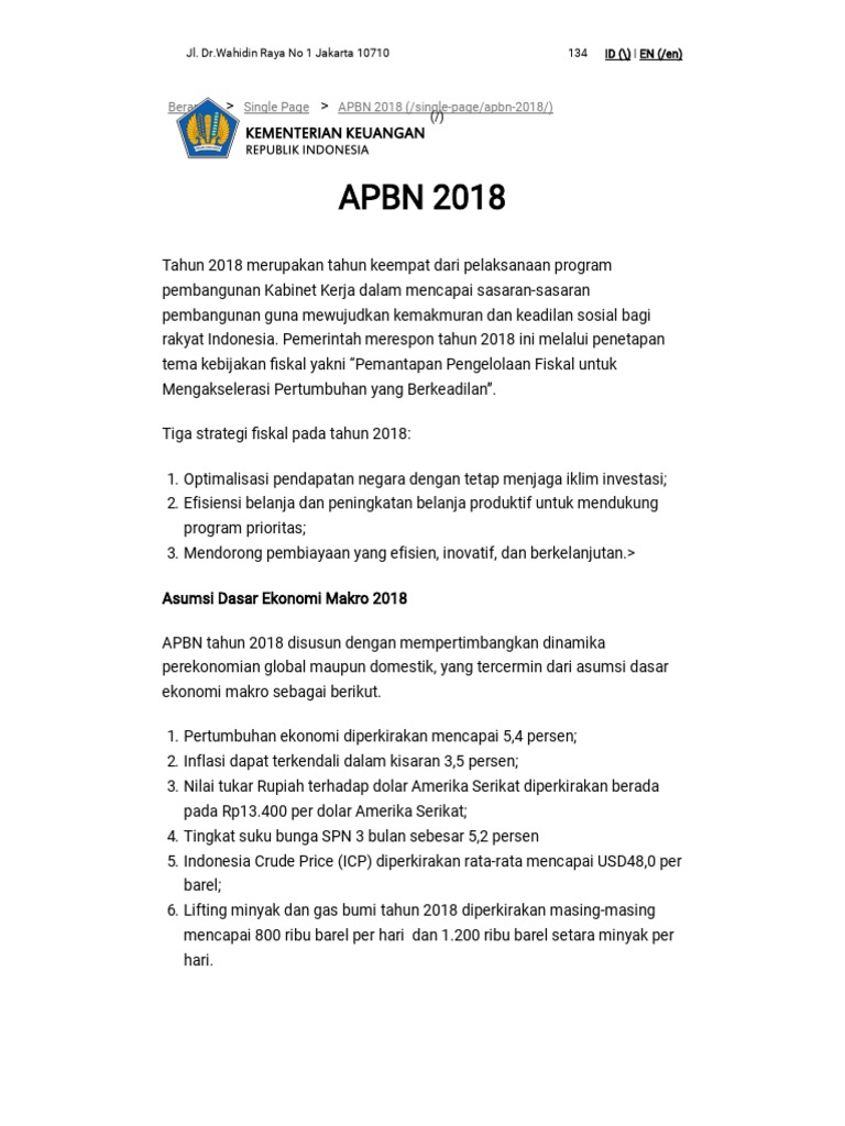 Apbn 2018 | PDF