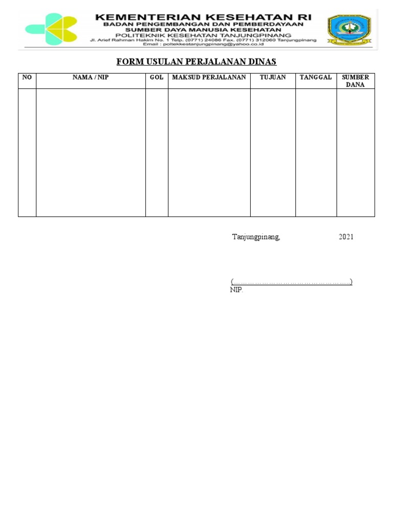 Form Usulan Perjalanan Dinas | PDF