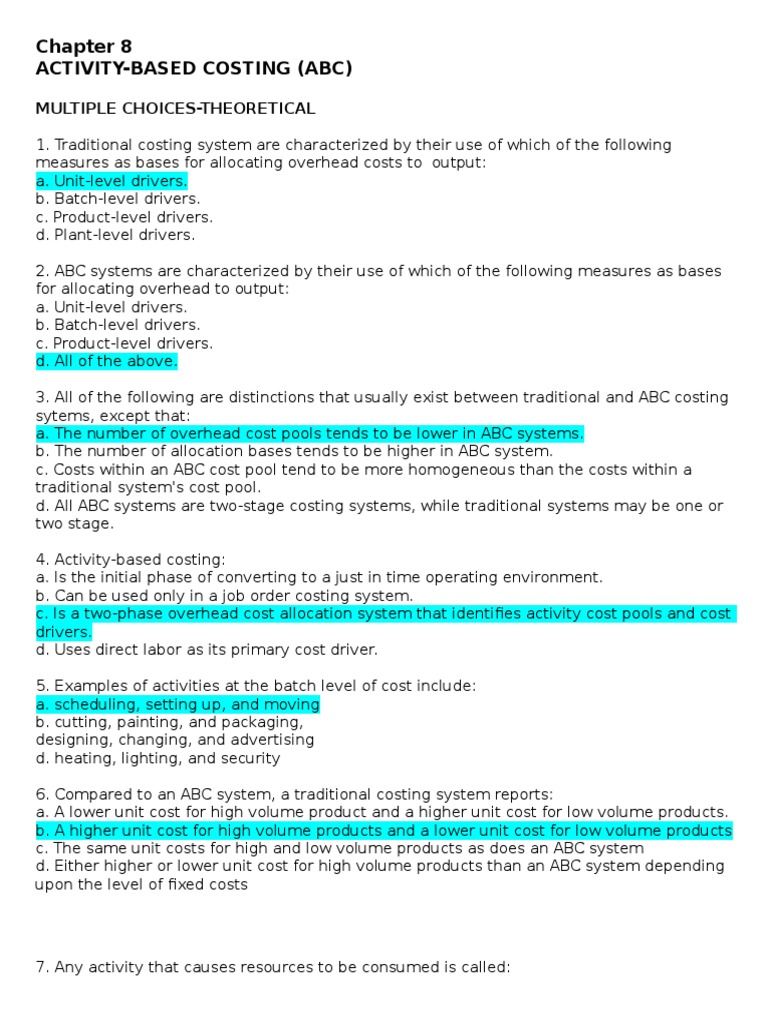 Cost Accounting Answer Key Chapter 8 16 PDF | PDF | Inventory | Cost Of ...
