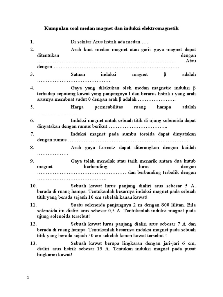 Kumpulan Soal Medan Magnet Dan Induksi Elektromagnetik | PDF
