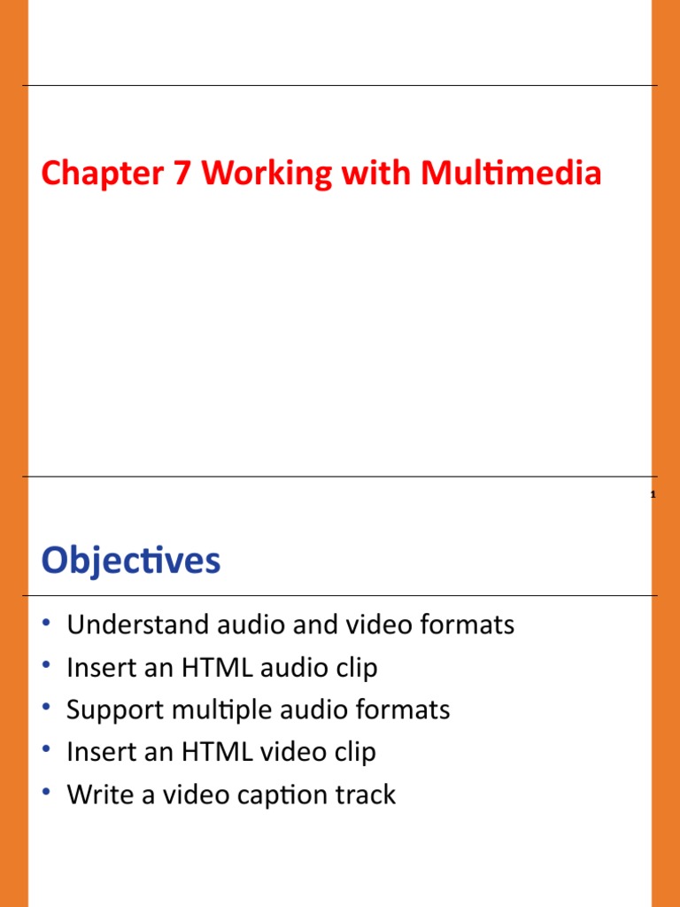 Chapter 7 Working With Multimedia | PDF | Data Compression | Html Element