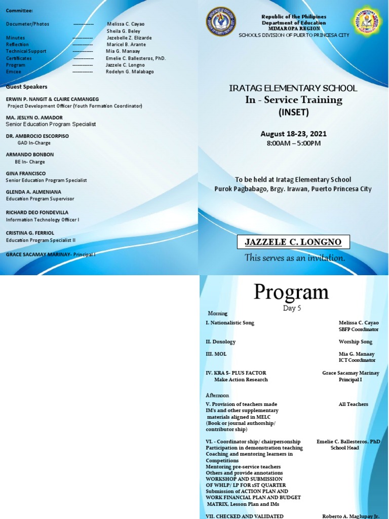 This Serves As An Invitation.: in - Service Training (Inset) | Download ...