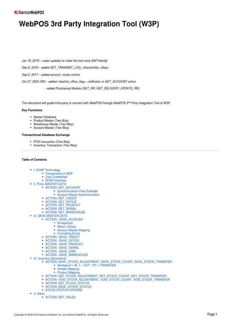 WebPOS 3rd Party Integration Tool (W3P) | PDF | Soap | Parameter (Computer Programming)