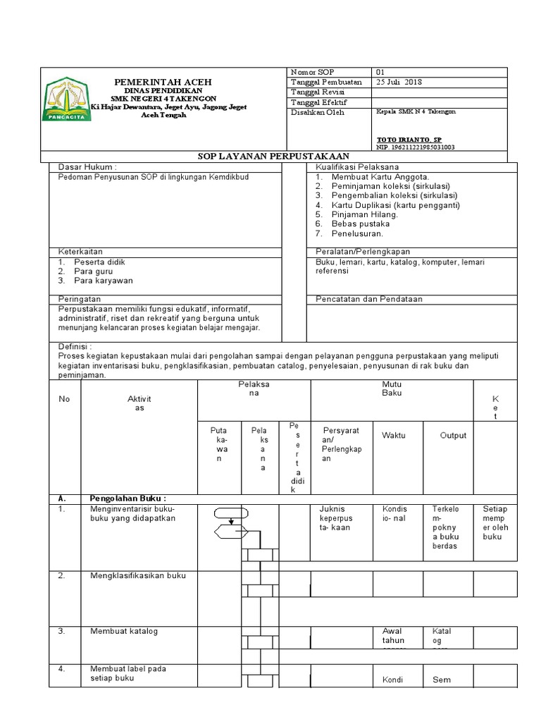 SOP Layanan Perpustakaan | PDF