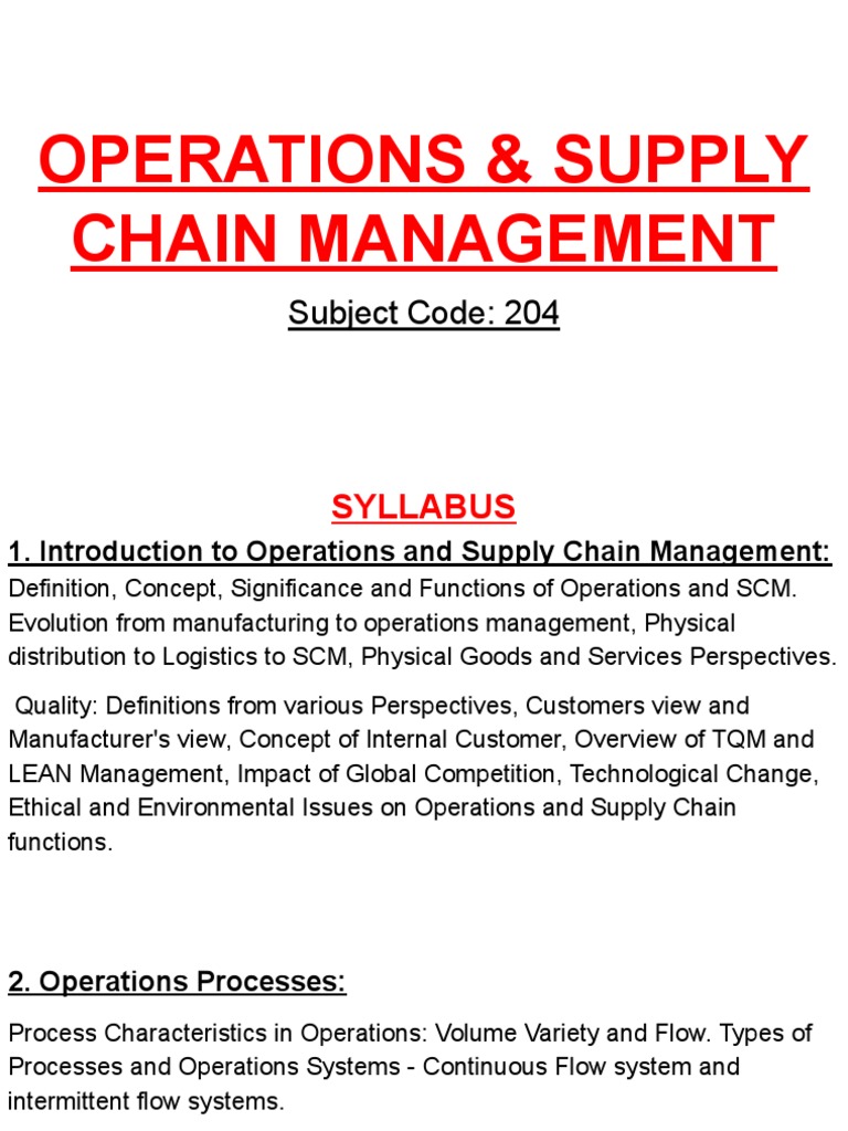 Operations & Supply Chain Management | PDF | Supply Chain Management ...