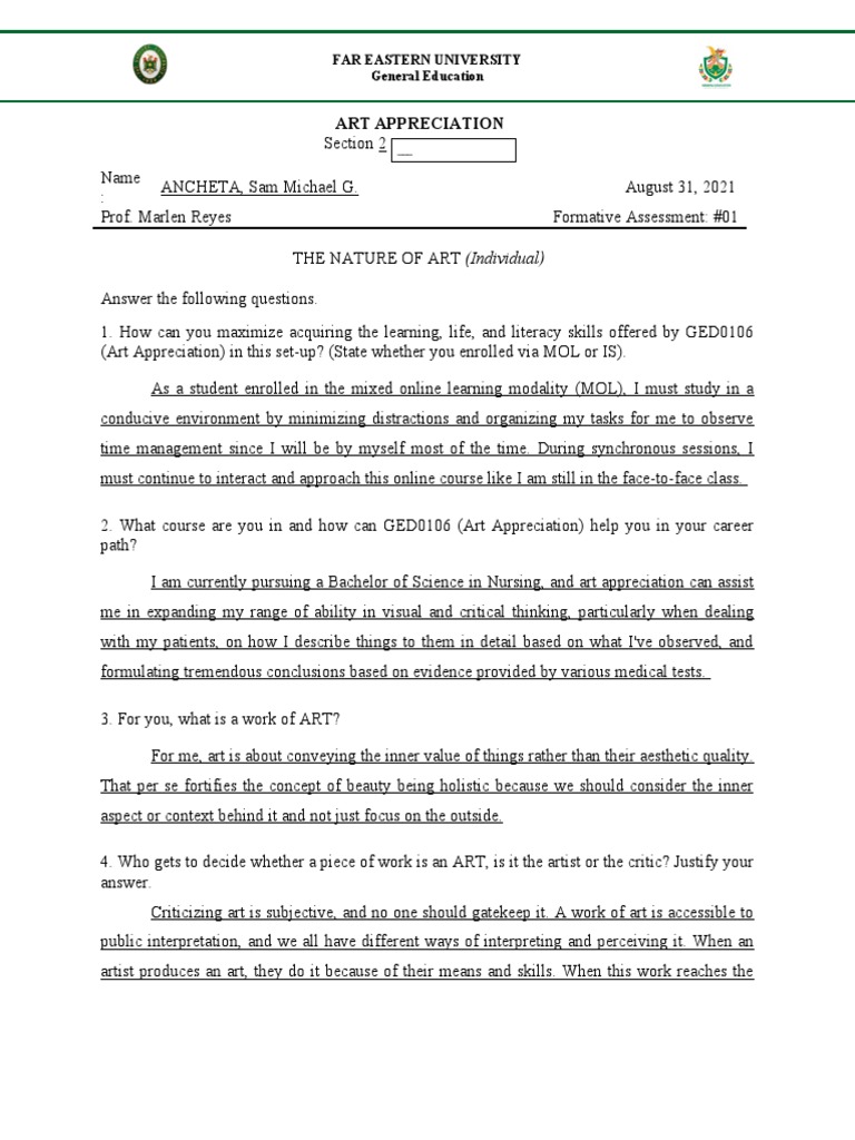 Art Appreciation: Far Eastern University General Education | PDF ...