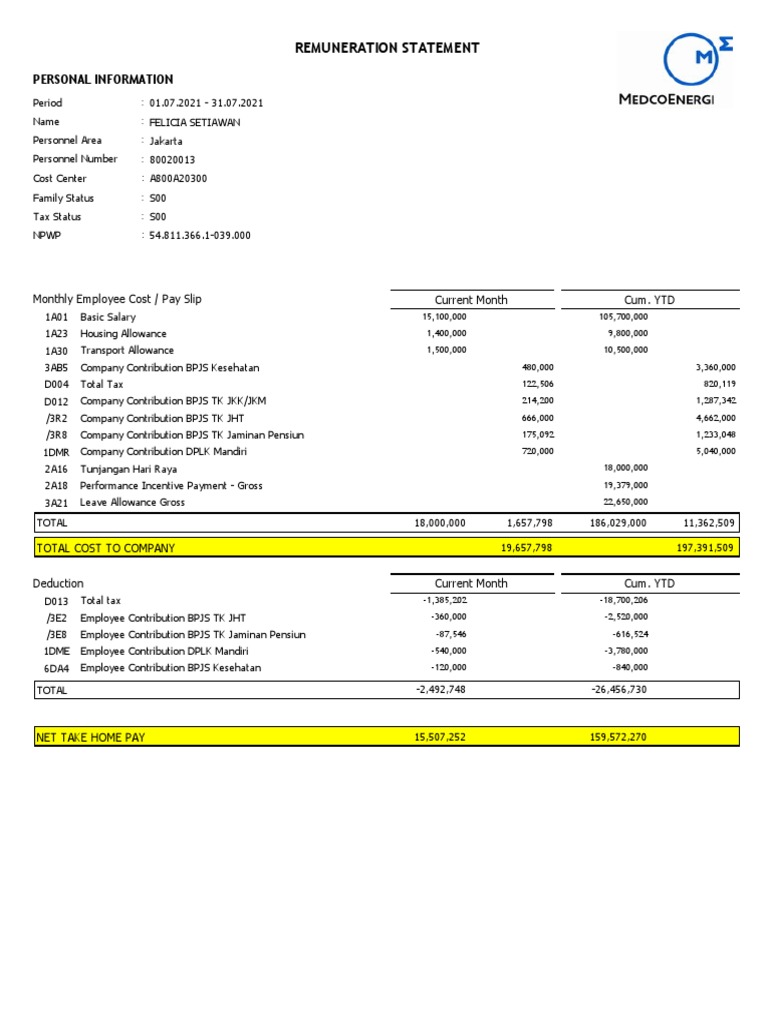 Remuneration Statement: Personal Information | PDF | Policy | Services ...