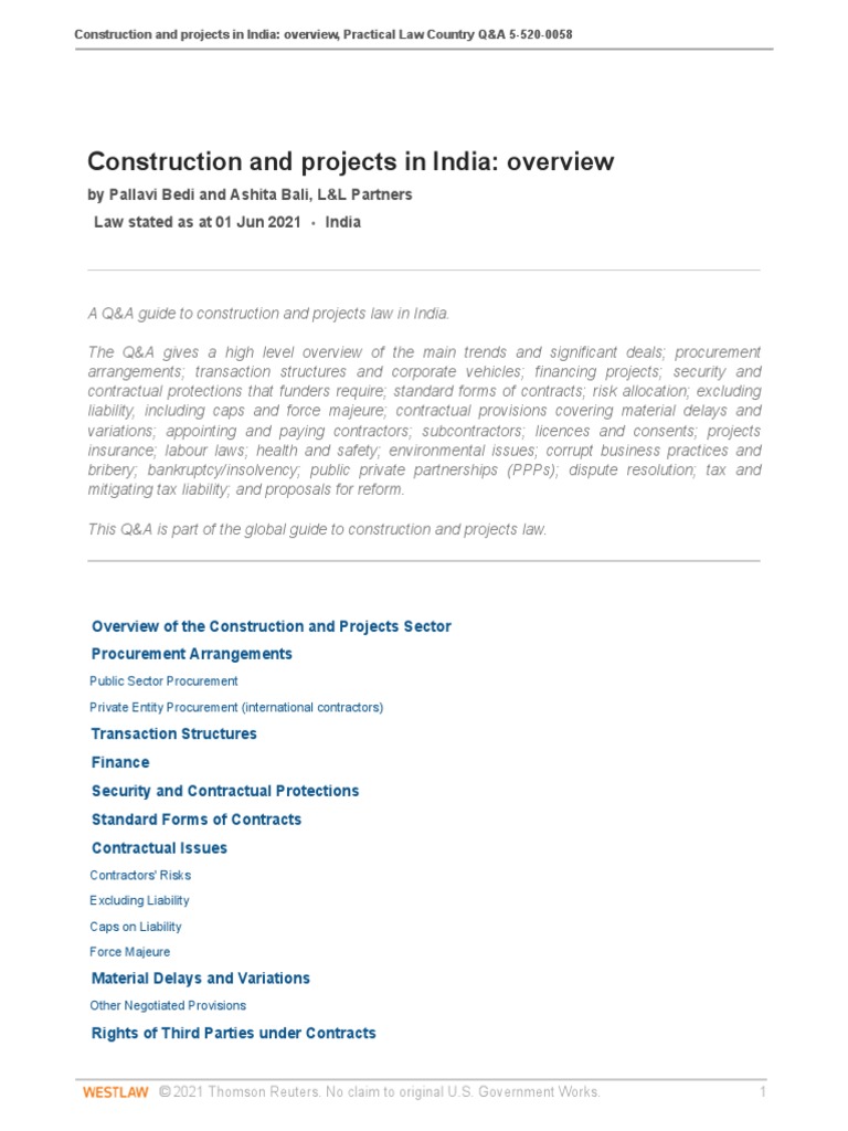 Construction and Projects in India Overview | PDF | Employment | Public ...