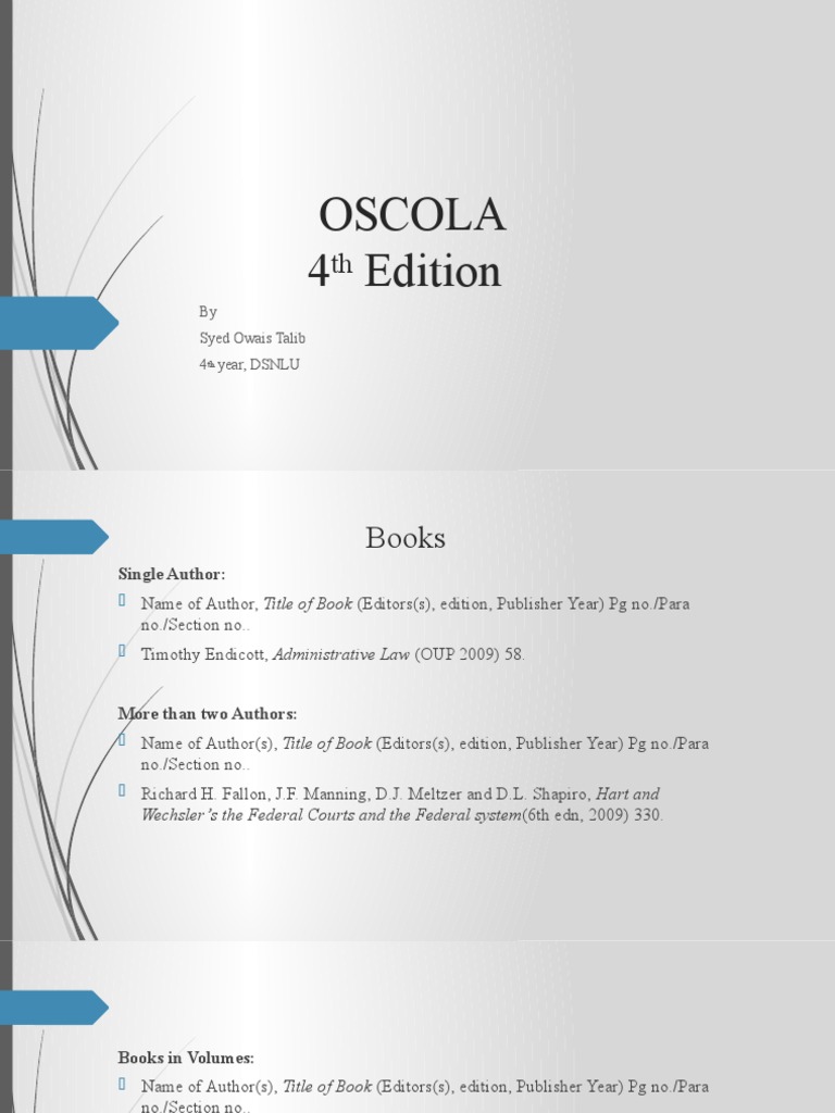 Oscola 4 Edition: by Syed Owais Talib 4 Year, DSNLU | PDF | Newspapers ...