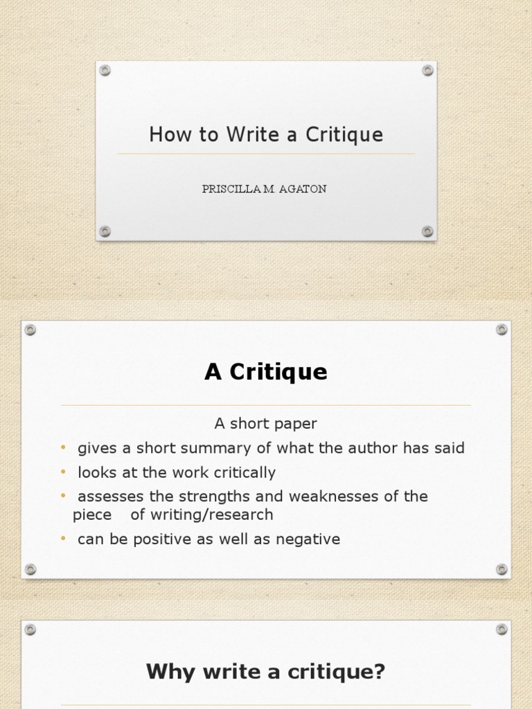 Guide to Writing a Critique | PDF | Argument | Essays