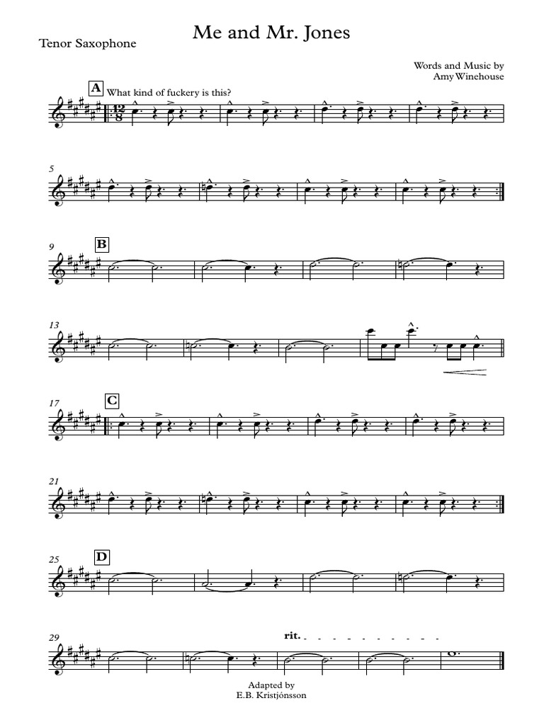 Me & MR Jones - Tenor Saxophone | PDF