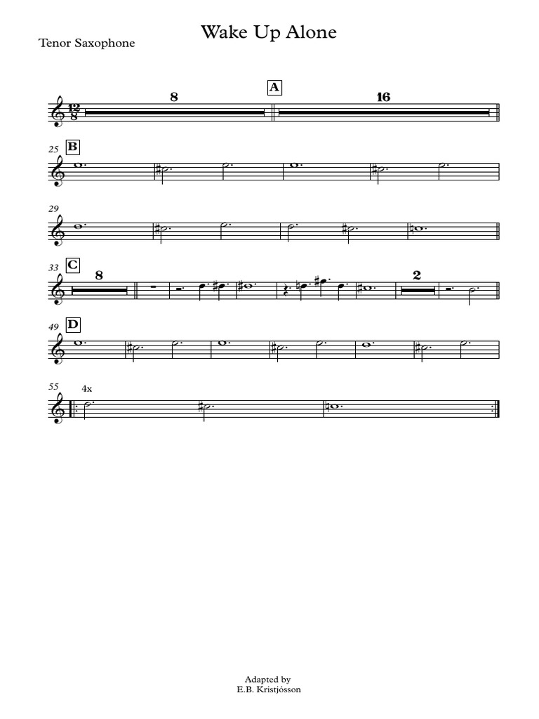 Wake Up Alone - Tenor Saxophone | PDF