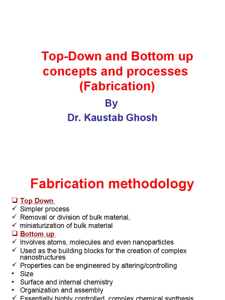 Top-Down and Bottom Up Concepts and Processes (Fabrication) : by Dr ...