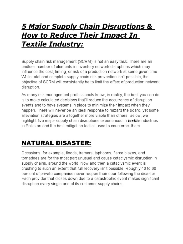 Major Supply Chain Disruptions in Textiles | PDF | Supply Chain ...