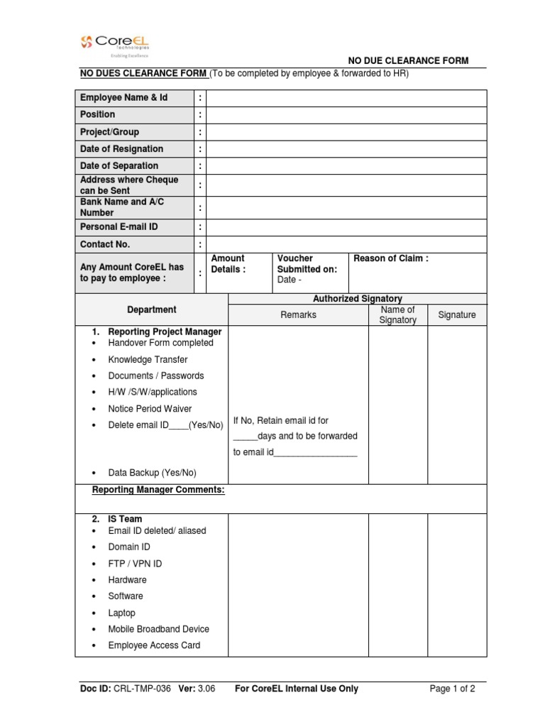 No Due Clearance Form | PDF | Computer Engineering | Security