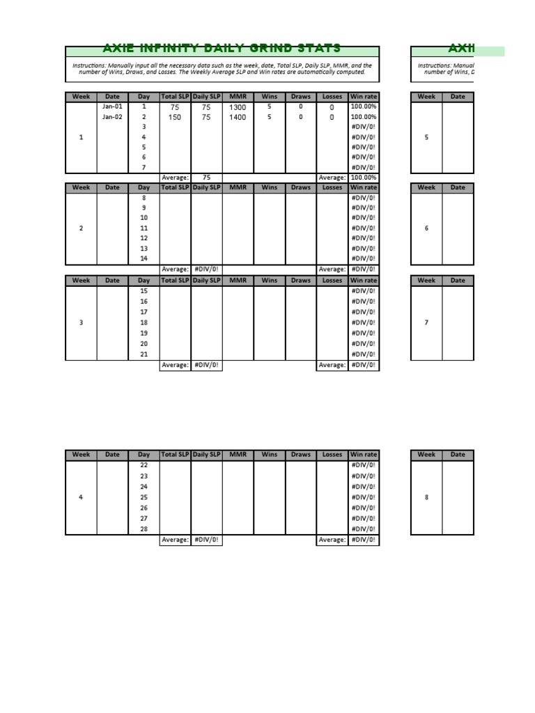 Blank Template - Axie Daily Grind | PDF | Computing | Computer Architecture