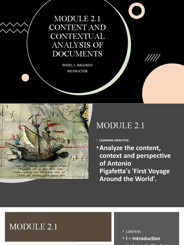 Content and Contextual Analysis of Documents: Rodel L. Baldado ...