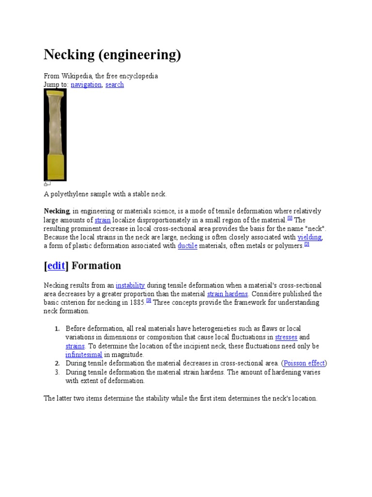 Necking (Engineering) : Formation | PDF | Deformation (Engineering ...