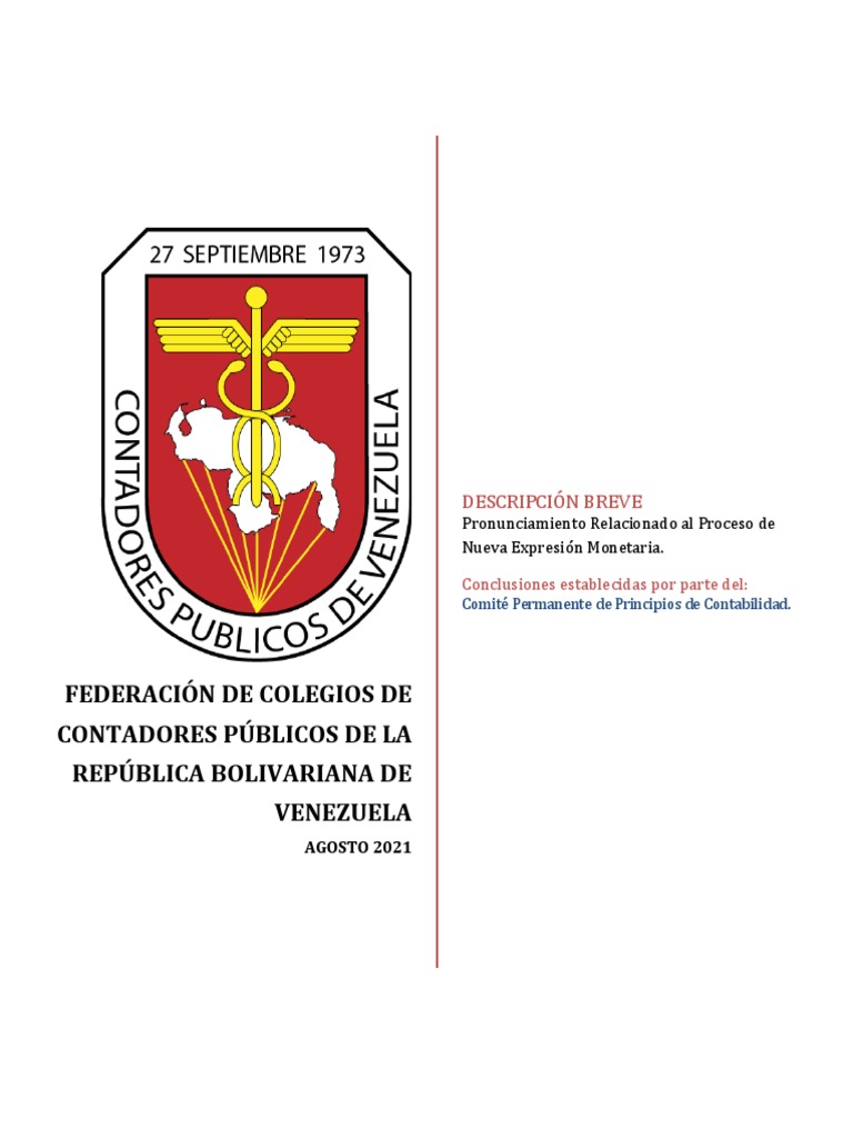 FCCPV Pronunciamiento Relacionado A La Nueva Expresion Monetaria 2021 ...