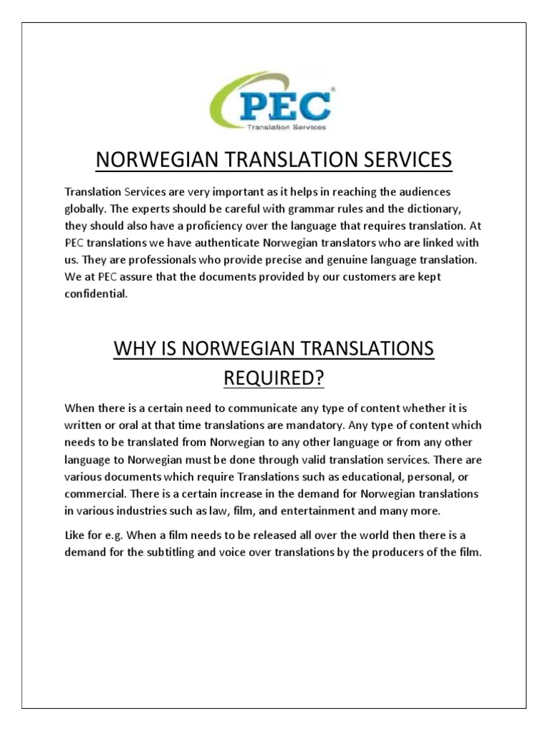 Norwegian Translation Services | PDF | Translations | Communication