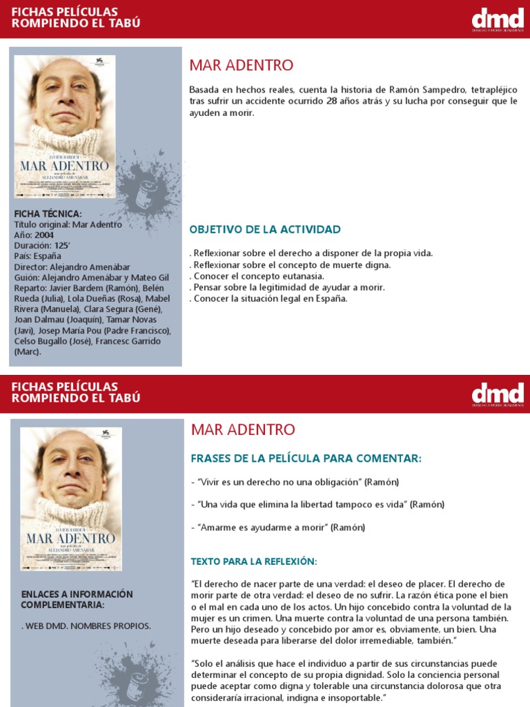 Ficha Pelicula Mar Adentro Web | PDF | Etica Aplicada