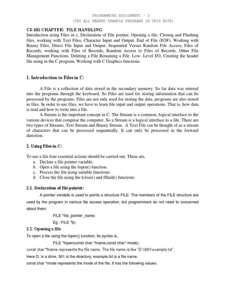 Programming Assignment - 2 | PDF | Computer File | Input/Output