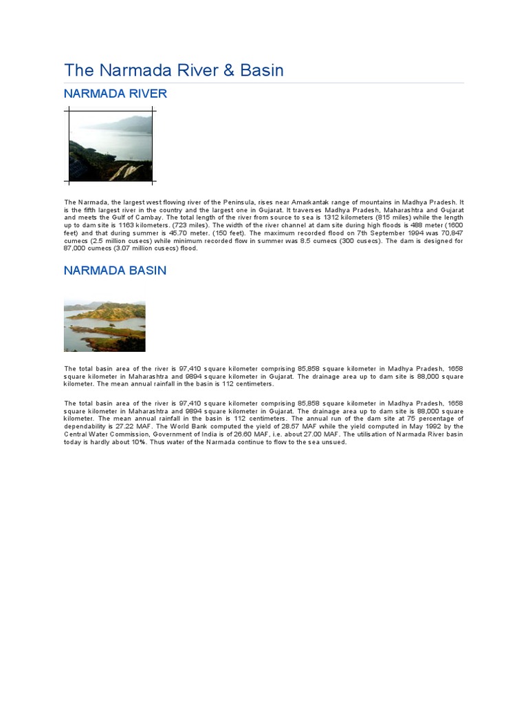 The Narmada River & Basin | PDF