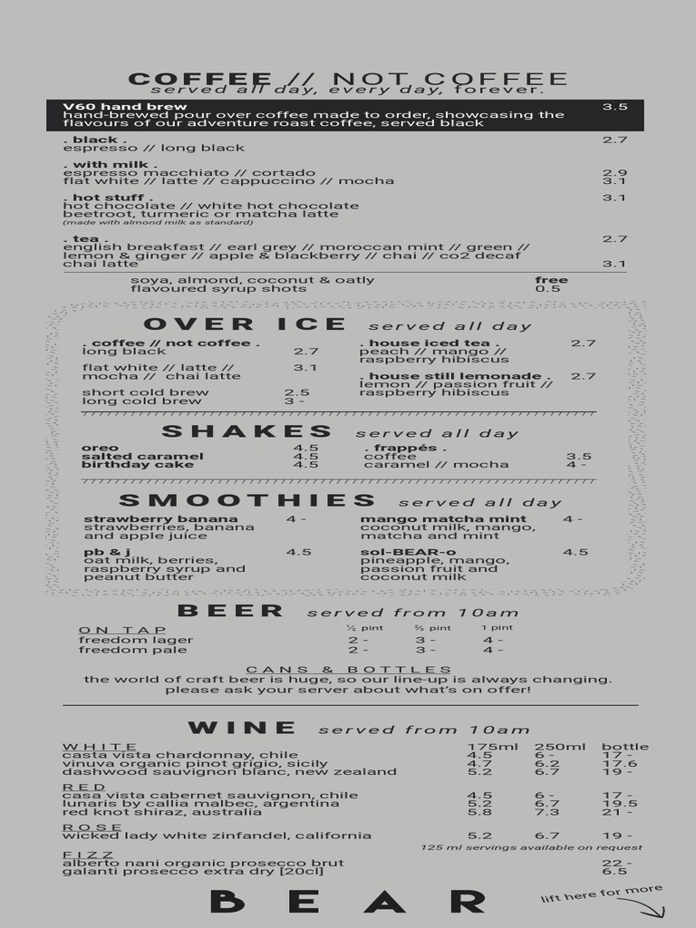 Coffee & Beverage Menu Highlights | PDF | Drink | Non Alcoholic Drinks