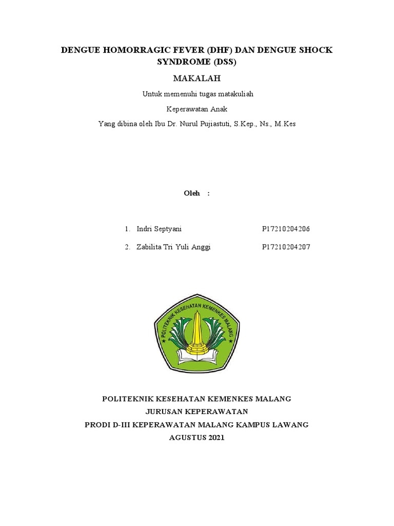 DHF dan DSS: Definisi, Etiologi, dan Asuhan | PDF | Sains & Matematika