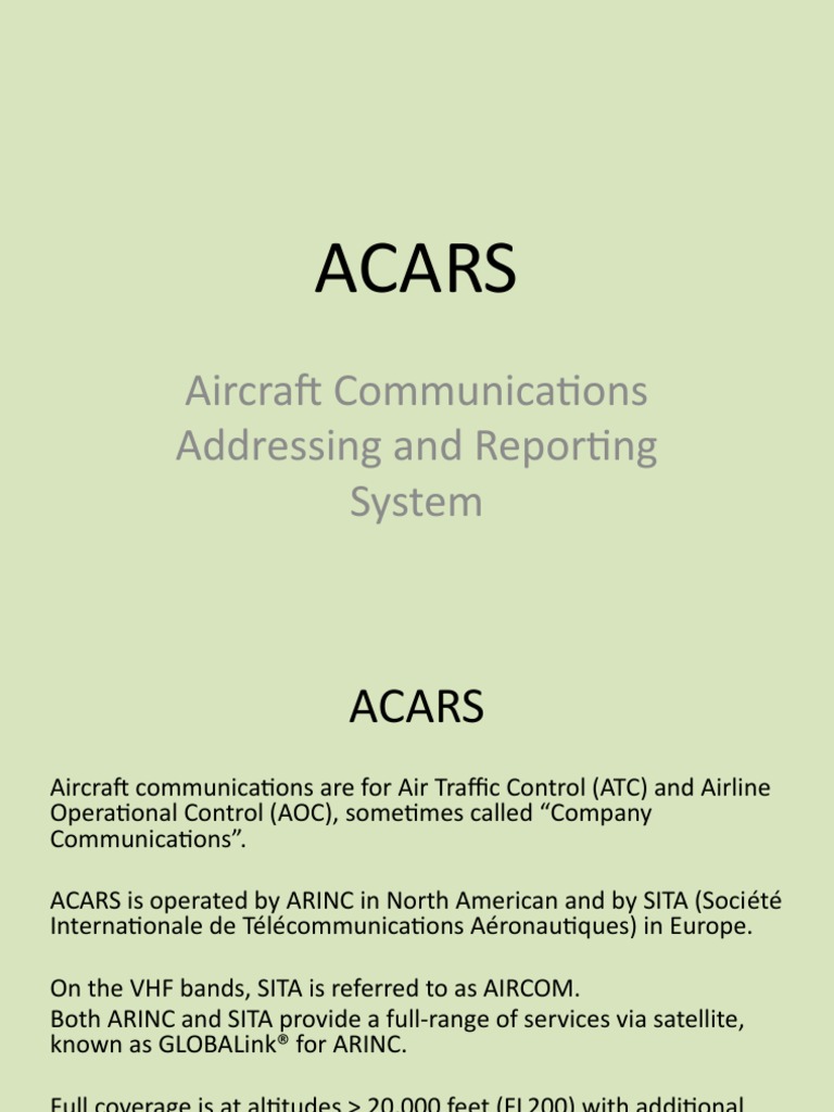 ACARS | PDF | Telecommunications | Computer Science