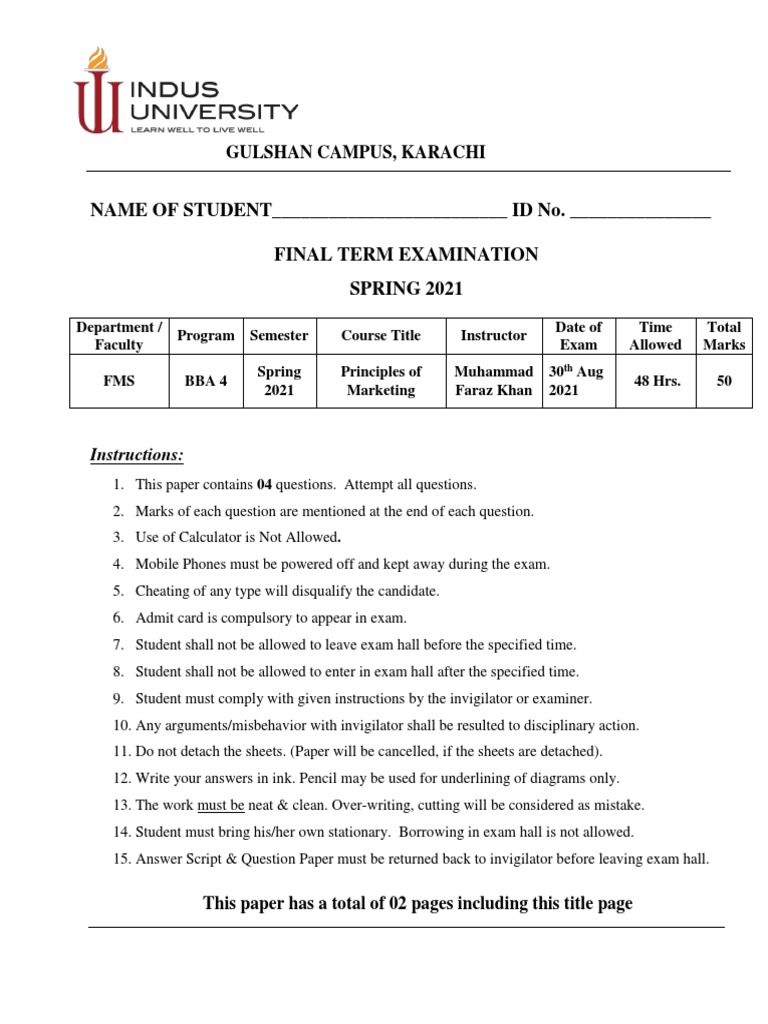 POM Final Paper | PDF | Brand | Test (Assessment)