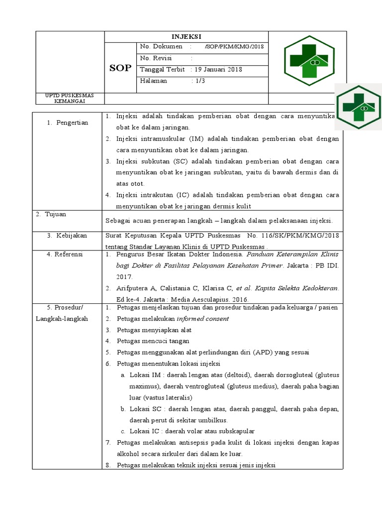 SOP Injeksi Up | PDF