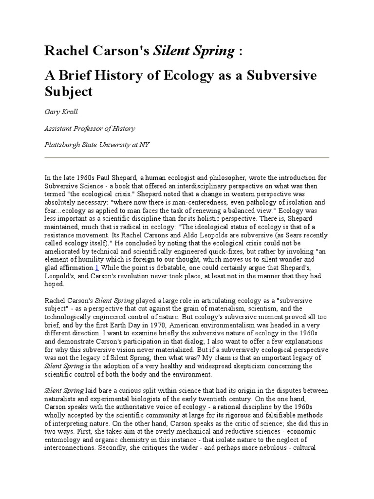 Rachel Carson - Silent Spring | PDF | Environmentalism | Ecology