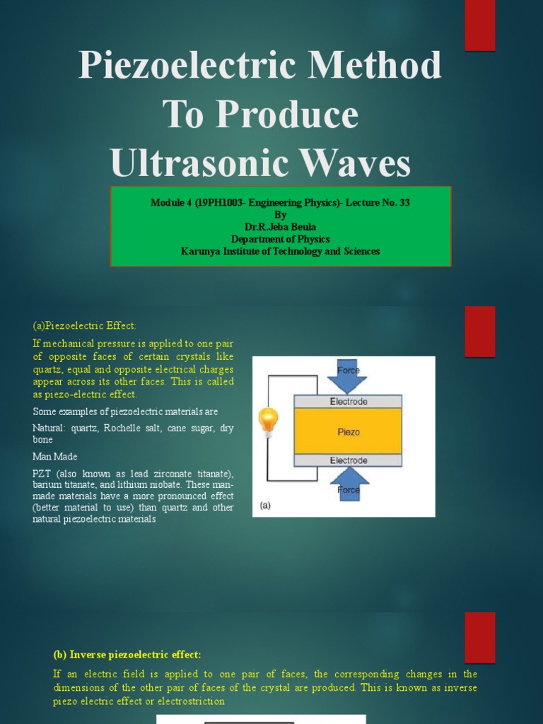 Ultrasonic Wave Production-Piezoelectric Method | PDF | Piezoelectricity | Inductor