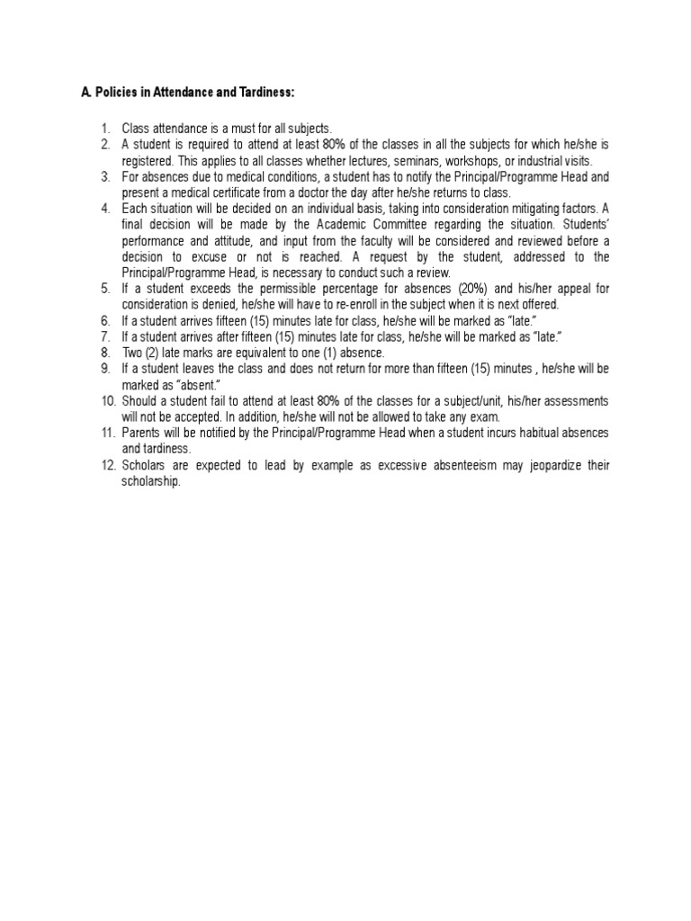 Attendance and Tardiness Policy Overview | PDF