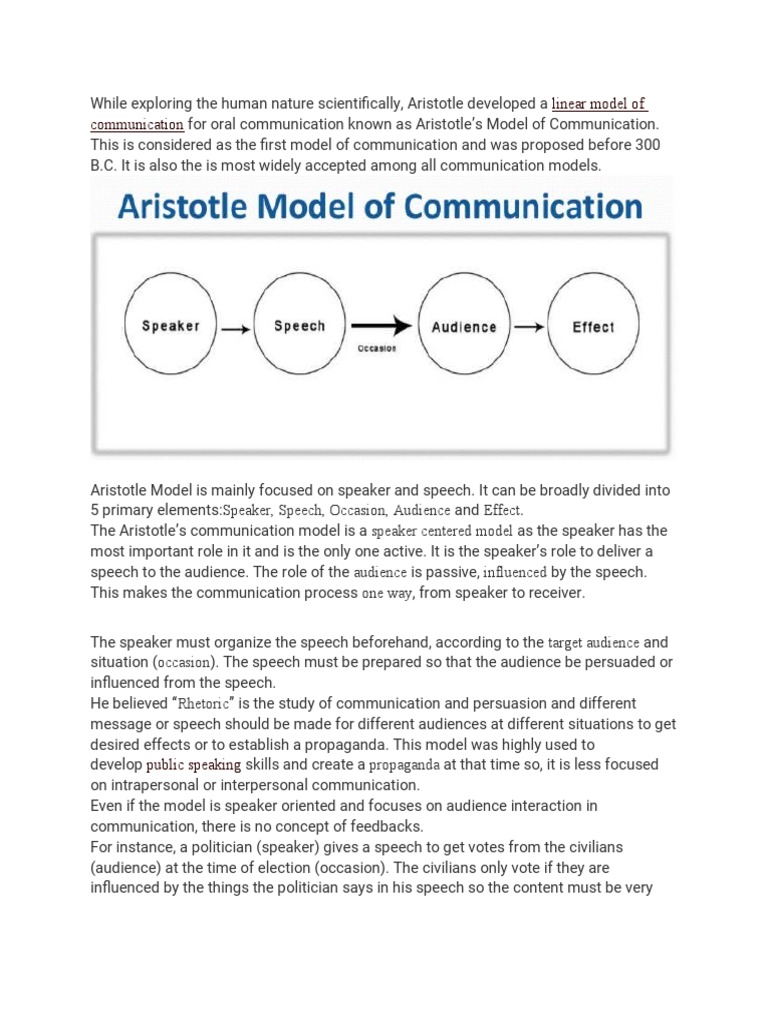 Aristotle's Model of Communication | PDF | Communication | Persuasion