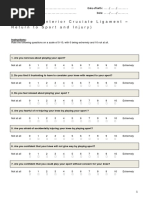 Anterior Cruciate Ligament Return To Sport After Injury (ACL-RSI) | PDF ...