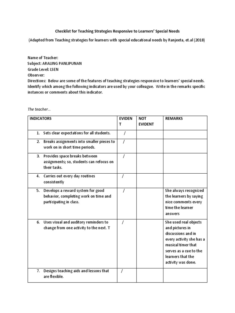 Teaching Strategies for Special Needs | PDF | Learning | Teachers