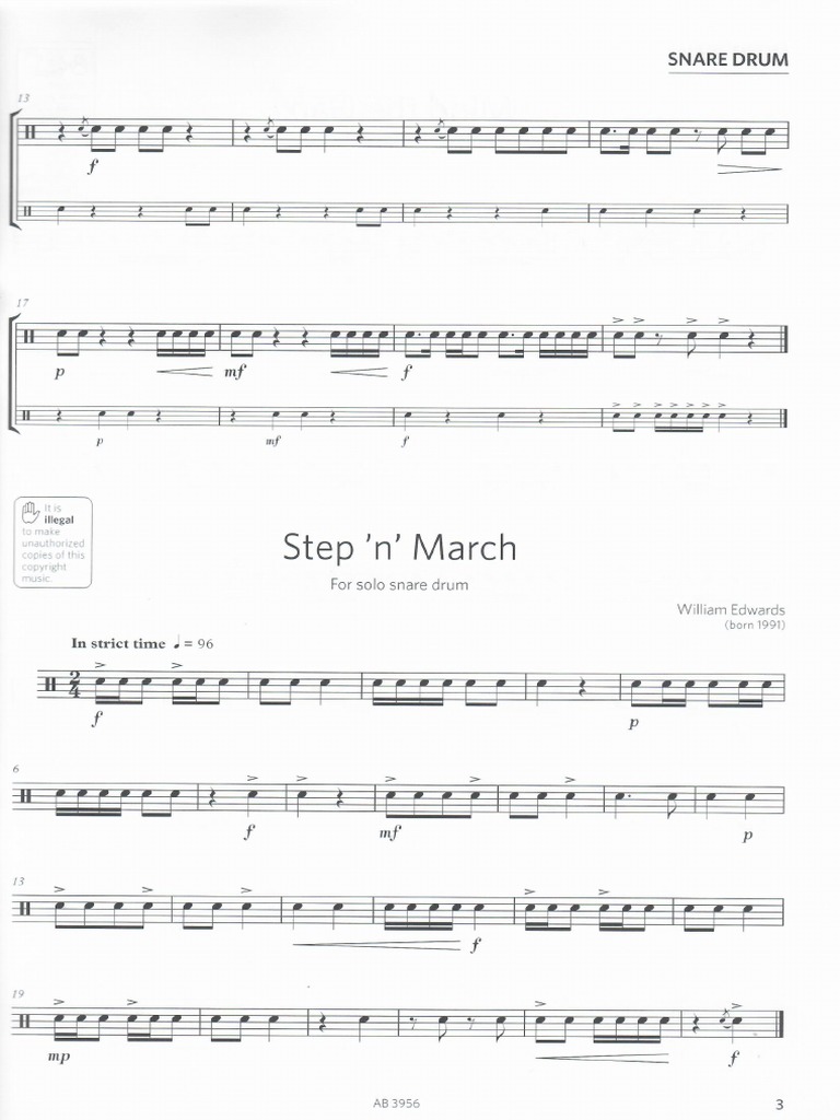 ABRSM Grade 1 Snare Drum (2020 Syllabus) | PDF
