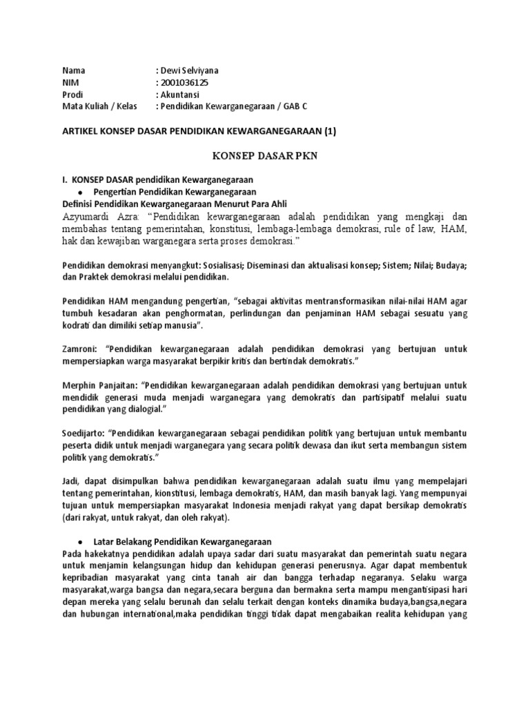Dewi Selviyana 2001036125 Tugas PKN Artikel | PDF