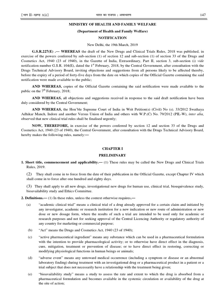 2019-03-19 - MoH GSR 227 - New Drugs and Clinical Trial Approval ...