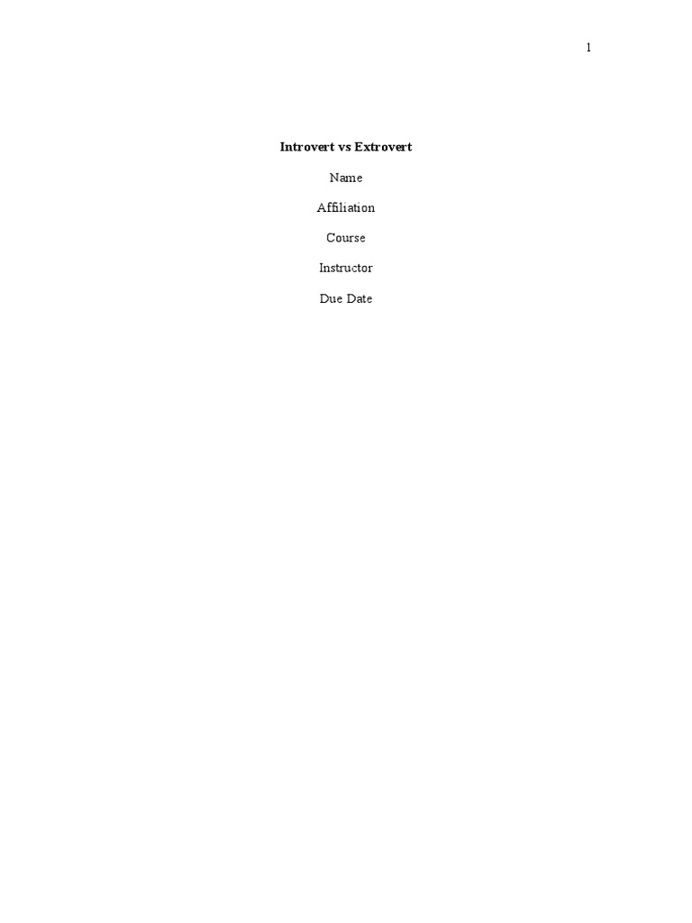 Introvert Vs Extrovert | PDF | Extraversion And Introversion | Behavioural Sciences